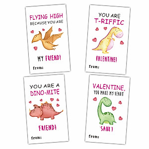 2.1" x 3.5" Valentine's Day Gift Wrap Self Adhesive Stickers | Dinosaur Theme Happy Valentine's Day Gift Wrapping Decorations and Supplies for Kids | 40 Gift Stickers-BGJ-002