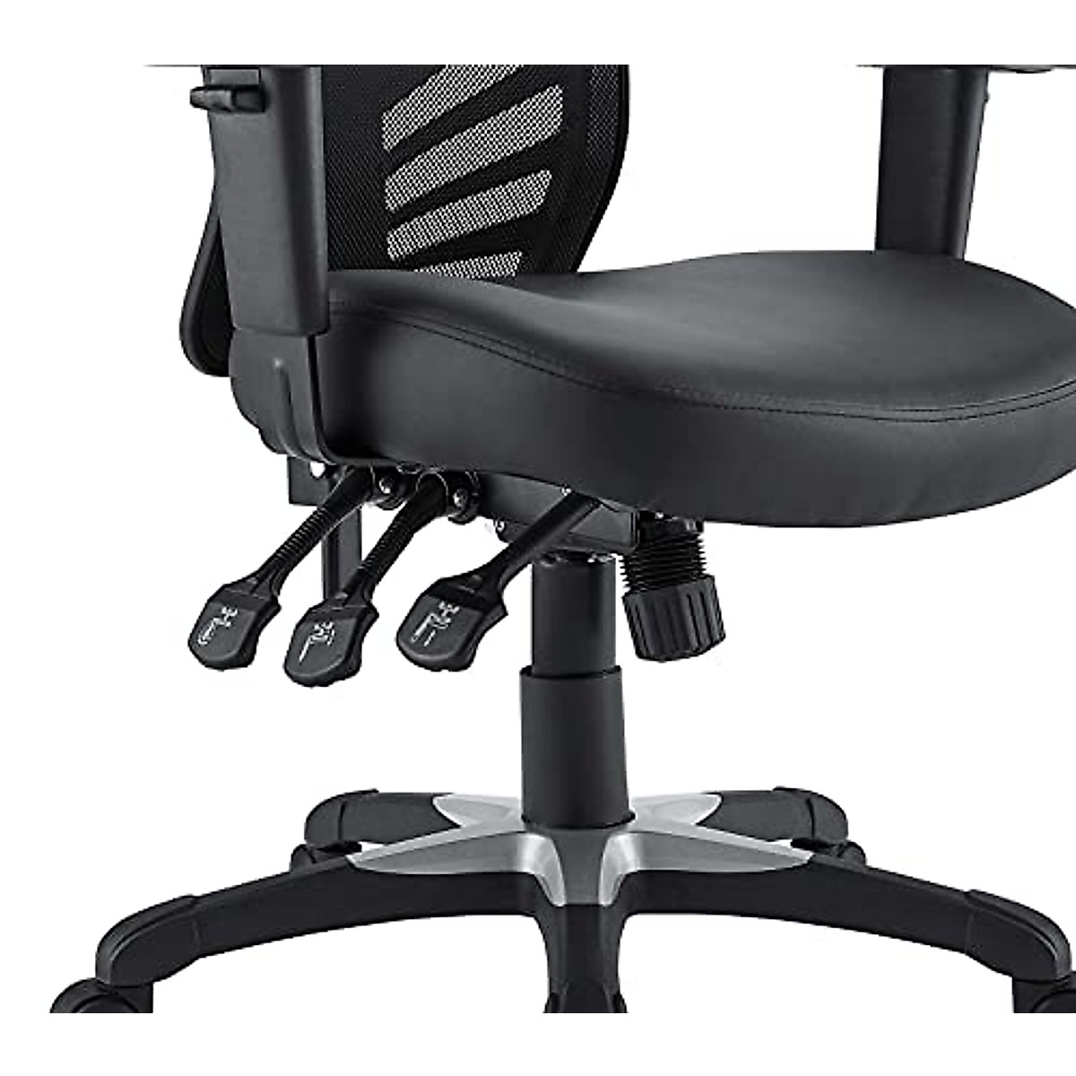 Modway Articulate Mesh Office Chair with Fully Adjustable Vegan Leather Seat In Black