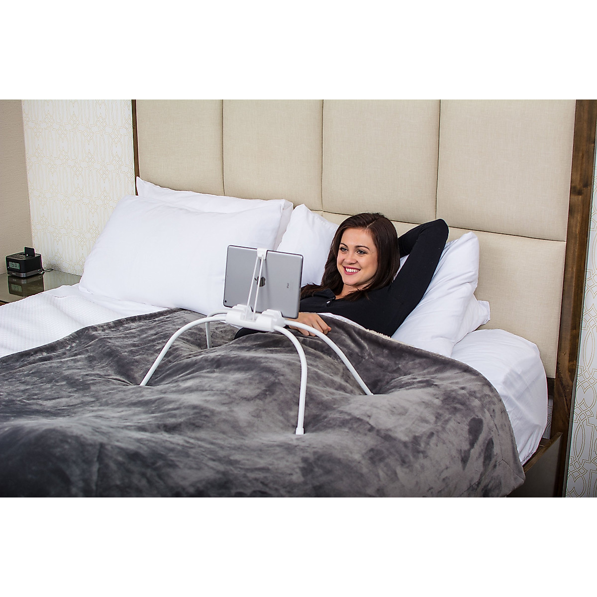 Tablift Tablet Stand for The Bed, Sofa, or Any Uneven Surface - Universal for All Tablets… (White)
