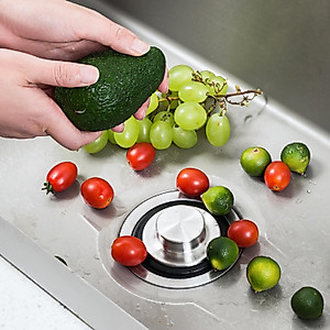 CORNERJOY 4.5 Inch Diameter Rim Heavy Duty Stainless Steel Kitchen Sink Basket Strainer and 3.38" Diameter Stainless Steel Kitchen Sink Stopper(Pack of 2)