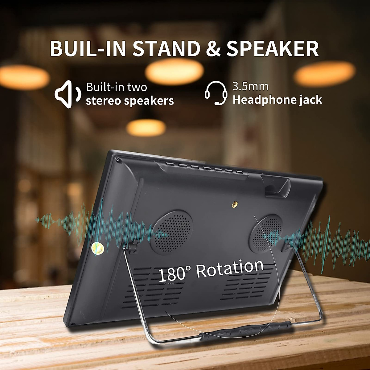 13 Inch Portable TV, 1080P ATSC Digital Car TV, Built-in Rechargeable Battery, ATSC Digital TV Tuner, USB, AV, U Disk, FM Radio, for Car, Travel, Camping, etc