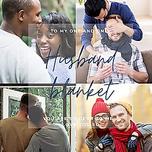 InnoBeta Husband Blanket, Flannel Throw Blanket for Hubby and Dad on Birthday, Anniversary, Christmas, Valentine's Day (Husband Father King Blessed Man, Blue, 50"x 65")