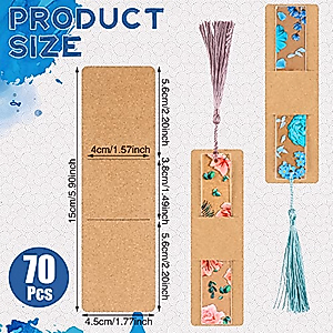 70 Pieces Kraft Bookmark Sleeves 5.9 x 1.8 in Bookmark Holder DIY Resin Bookmarks Blank Display Cards for Bookmark Gift Wrapping, Small Business Packaging Supplies