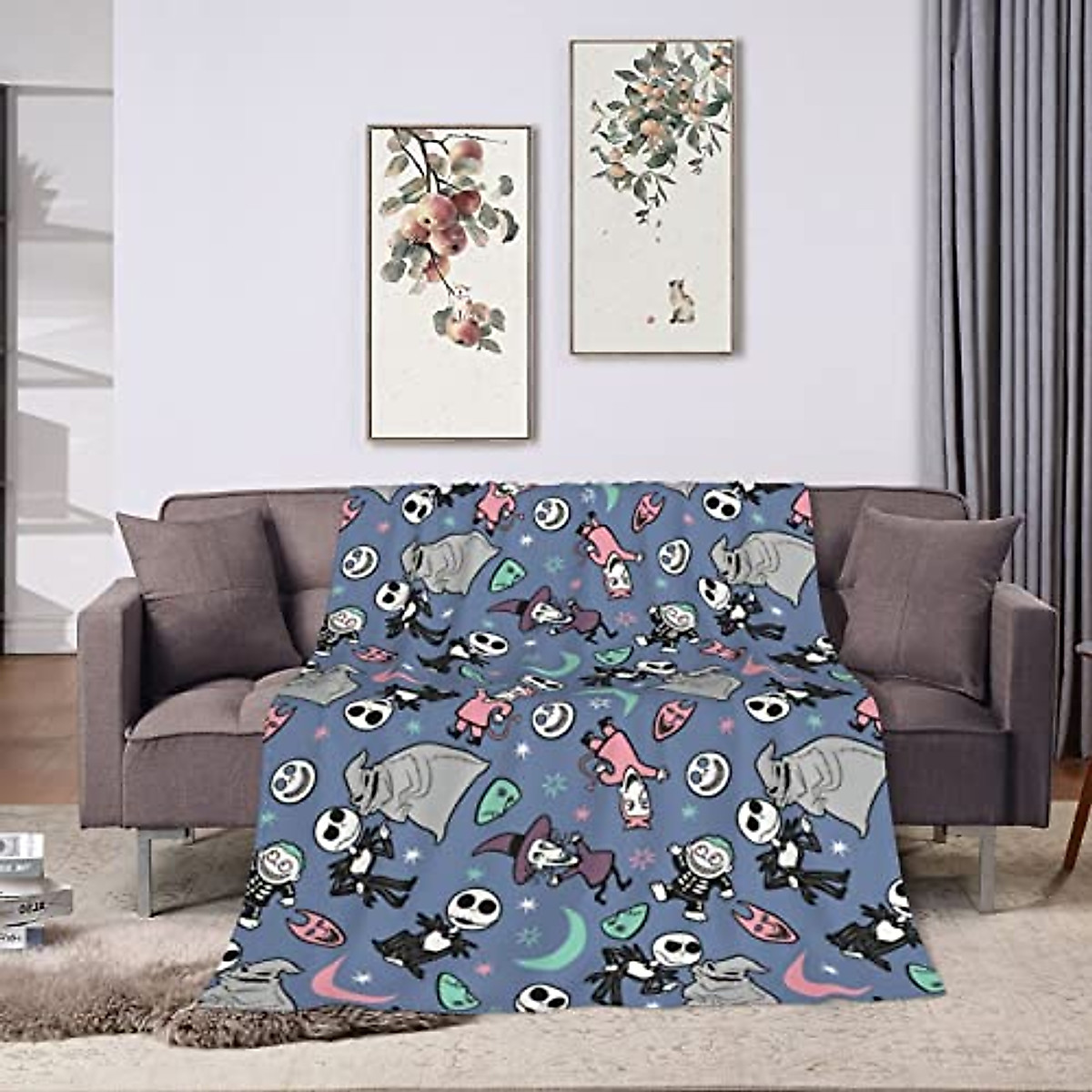 Smilnstore Funny Skull Pattern Throw Blanket 50"x60" Lightweight Plush Flannel Comfy for Couch Sofa Bed