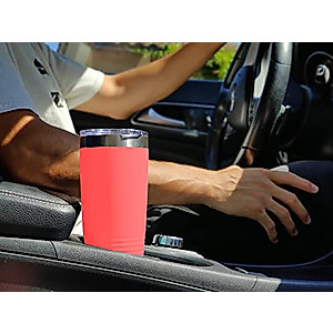 LaserGram 20oz Vacuum Insulated Tumbler Mug, Bull Terrier Dog, Personalized Engraving Included (Coral)