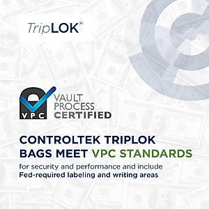 ControlTek TripLok 9" x 12", White with Pocket, 100 Bags, Tamper-Evident Deposit Bags for Cash Handling & Valuables, Moisture, Heat and Cold Sensitive Ink, Tear-off receipt + Large Barcodes 585036