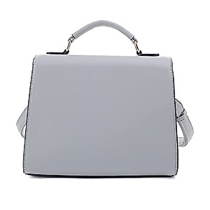 EVVE Women's Top Handle Satchel with Detachable Strap Small Pebbled Leather Crossbody Bag_DUSTY BLUE