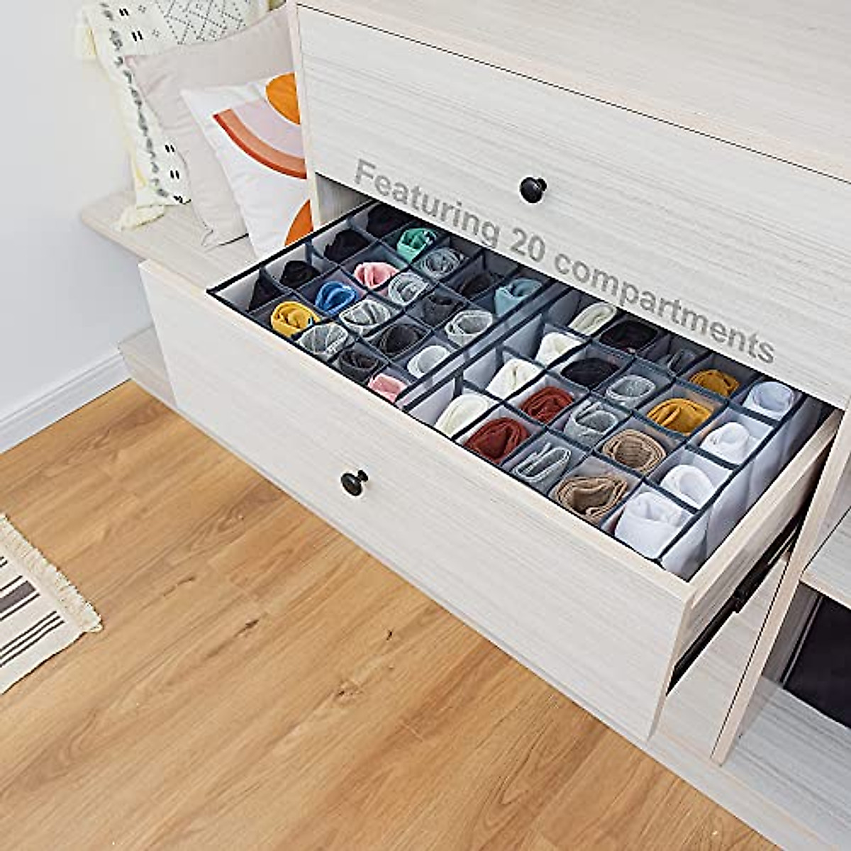 GRANNY SAYS Bundle of 2-Pack Closet Bins with Lids for Storage & 2-Pack Socks Storage Organizers