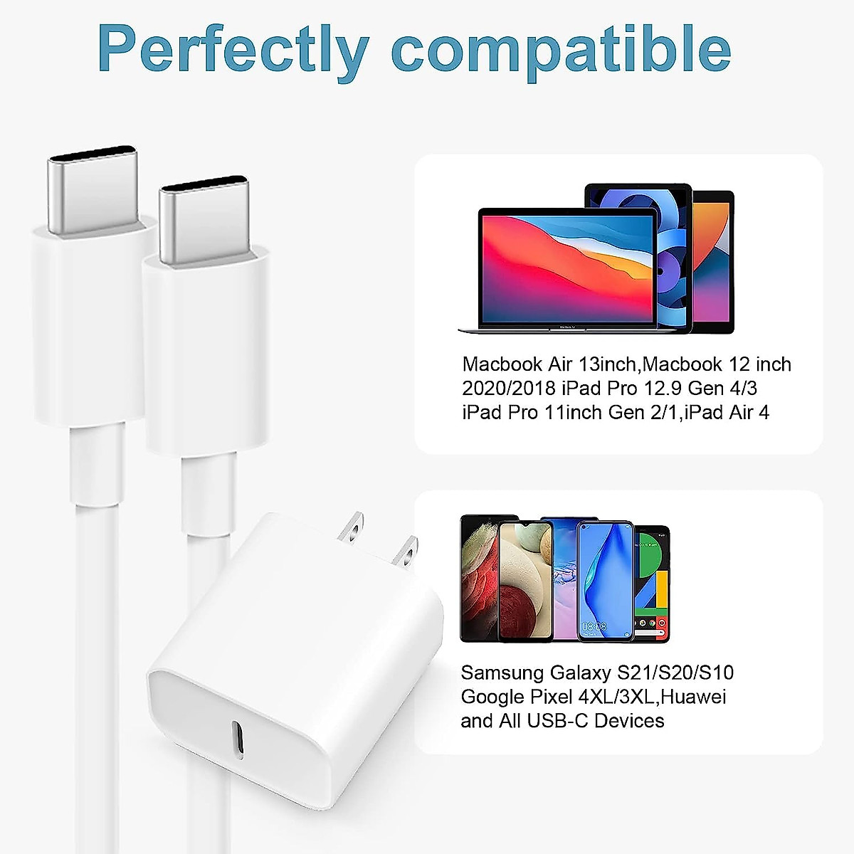iPhone 15 Charger USB C Fast Charging Type C iPad Pro Charger, 6FT USB C Fast Charger Block Compatible with iPhone 15/ iPhone 15 Pro/iPhone 15 Pro Max,iPad Pro,iPad Mini/Galaxy/AirPods Pro (1-Pack)