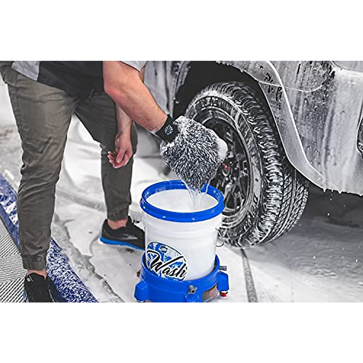 The Rag Company - The Cyclone Ultra Wash Mitt + Cyclone Ultra 6x8 Wash Pad Combo Pack - Microfiber Blend, Twist Loop Interior Liner Ideal for Foam, Soap + Bucket, & Rinseless Washing Methods