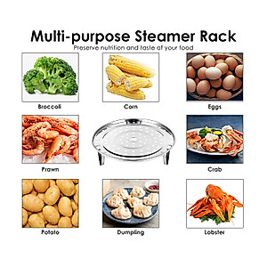 DS. DISTINCTIVE STYLE Steamer Rack 8.5 Inch Stainless Steel Steaming Rack Steam Tray with Removable Legs for Steamer Cookware Instant Pressure Cooker Multi-functional Steamer Basket