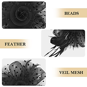 Zando Fascinators for Women Tea Party Hats for Women & Girls Kentucky Derby Hats for Women Flower Mesh Feathers Headband Fancy Headwear Hair Clip for Wedding Church Black Fascinator Hats for Women