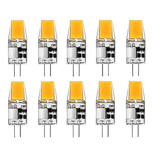 G4 LED Light Bulbs G4 Bi-Pin Base 3W (Equivalent to 20W Halogen Bulb) AC/DC 12V Warm White 3000K LED Bulbs for Landscape Ceiling Under Counter Puck Lighting,1 LED 1508 COB Chip,10 Pack
