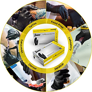 1st Choice 5 mil Disposable Gloves, Black Nitrile Exam Gloves, Medium, Box of 100 Gloves, Disposable, Latex Free, Chemo Safe