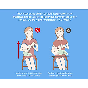 M&M Curved Baby Bottles with Nipples Size S, Angled Baby Bottle, PPSU, 8 Ounce, 1 Pack