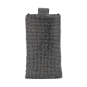 Olivia Miller Women’s Fashion Cami Black Gunmetal Rhinestone Mesh Iridescent Cell Phone Crossbody Mini Bag, Everyday Casual Evening Purse Handbag