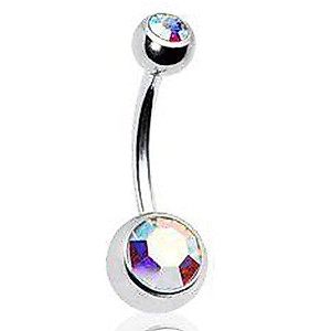 SoundsBeauty 15 Pieces Women Belly Bars Navel Buttons Rings Colored Rhinestone Inlay Body Piercing Barbells Random Color