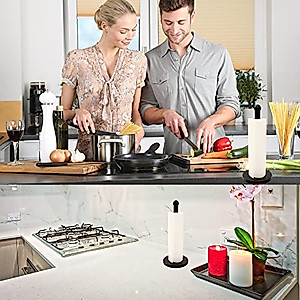 ANGEORY Paper Towel Holder Black Paper Towel Holder Countertop Paper Towel Holder Stand with Heavy Duty Base Stainless Steel Paper Towel Holder Kitchen Standing Paper Towel Roll Holders, Matte Black