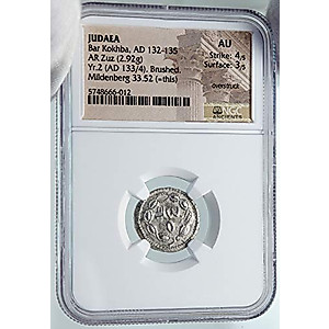 1 IT BAR KOKHBA Authentic Ancient Jewish War vs Romans Denomination_in_description AU NGC