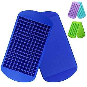 Silicone Mini Ice Cube Trays 2 Pack, 160 Small Ice Cube Molds Easy Release Crushed Ice Cube for Chilling Whiskey Cocktail, BPA Free Flexible Stackable and Durable Soft Mold Storage Containers