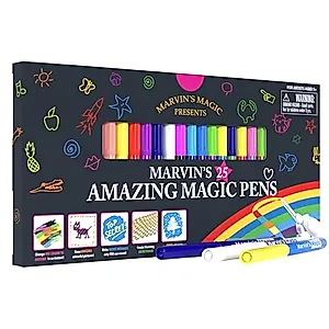 Marvin's Magic - Original x 25 Amazing Magic Marker Pens - Color Changing Magic Pen Art - Create 3D Lettering or Write Secret Messages - Includes 25 Magic Pens