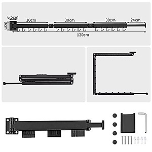 ETiME Wall Mounted Clothes Hanger Rack, Retractable Clothes Drying Rack,Space-Saver, Laundry Drying Rack,Collapsible, for Laundry,Balcony, Mudroom, Bedroom, Black