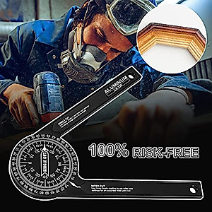 NYOOLO Miter Saw Protractor, 7 Inch 4 in 1 Aluminum Miter Angle Finder with Level Instrument, Construction Protractors Precision Miter Gauge for Carpenter Plumber Building Trade (Small)