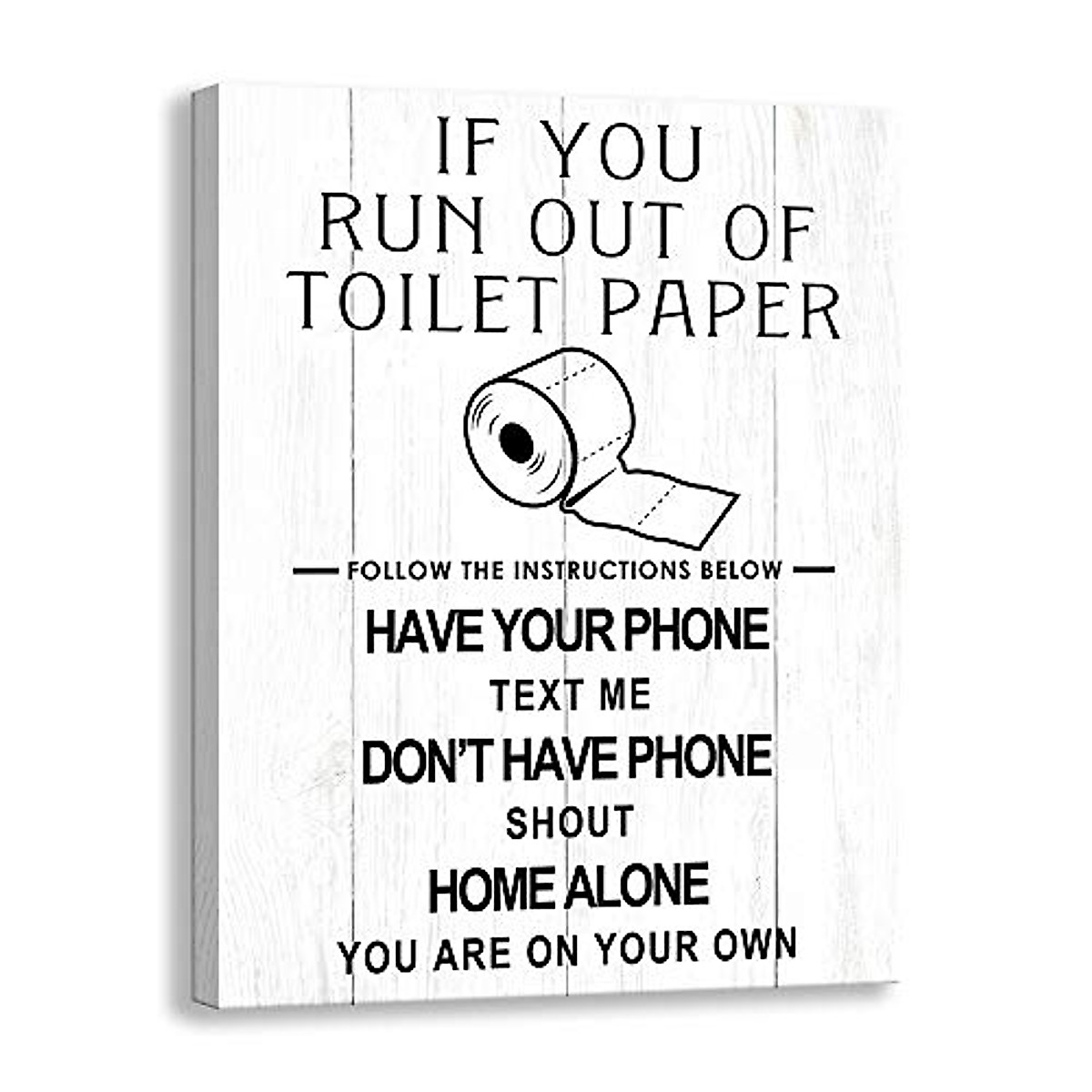 Kas Home Funny Bathroom Canvas Wall Art | Rustic Bathroom Prints Decorative Signs Framed | Restroom Washroom Wall Decor