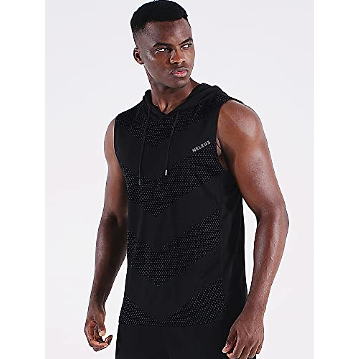 NELEUS Men's Workout Tank Tops Sleeveless Running Shirts with Hoodie,5098,3 Pack,Black/Black/Black,2XL