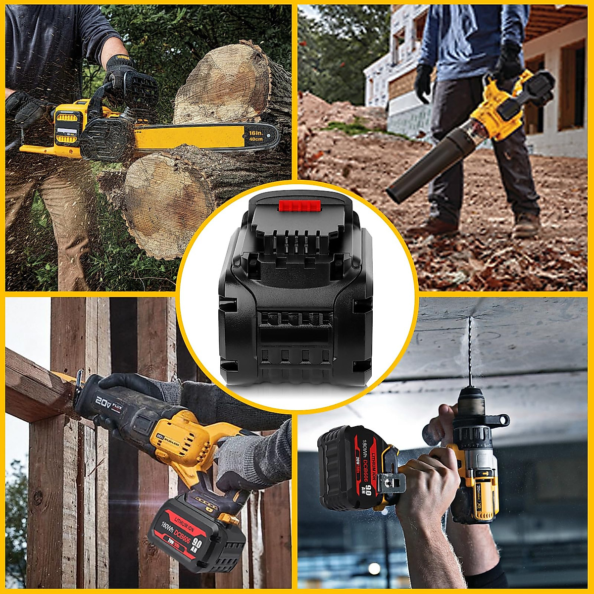 POWITEC 9.6Ah 20V/60V Replacement Battery for Dewalt 60V Battery DCB609 DCB606 DCB612 Compatible with Dewalt 20V/60V MAX Cordless Power Tools Lithium-ion Battery