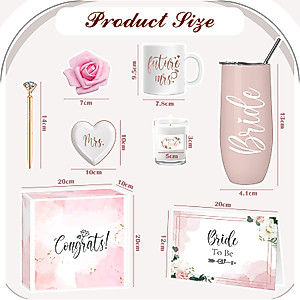8 Pieces Bride Gifts Box Bridal Shower Gift Bachelorette Gifts for Bride Wedding Gift for Bride Stainless Steel Tumbler Coffee Mug Scented Candle and Ring Dish Set (Flowers)