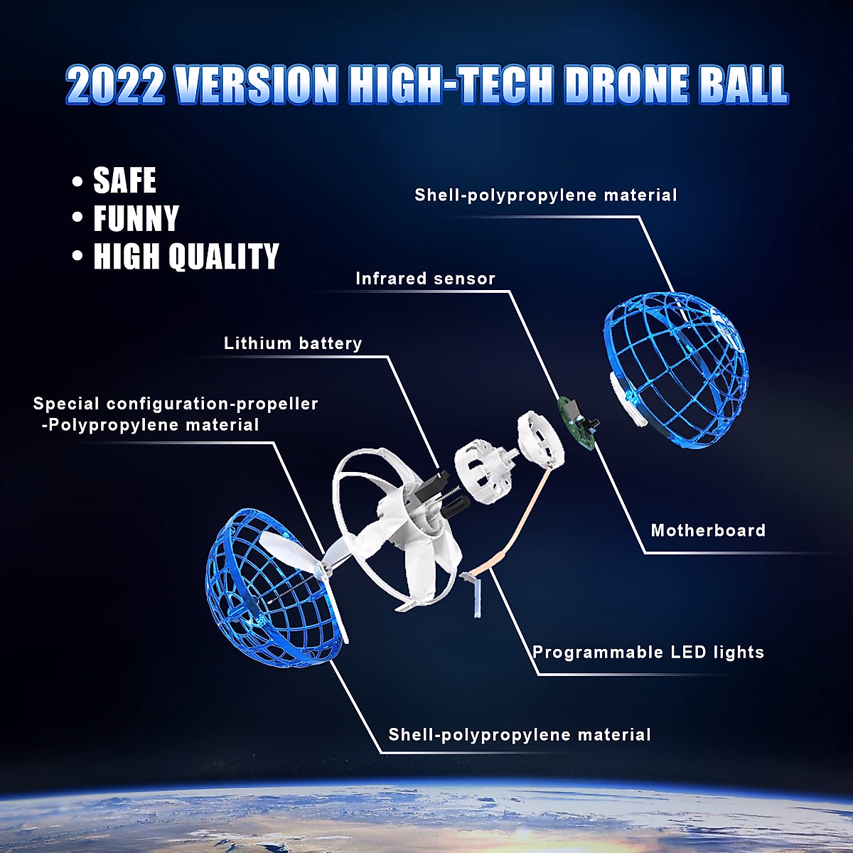 Flying Ball Toys Mini Drone Flying Ball 360 Rotating Magic Controller USB Rechargeable Built-in RGB Lights Magic Flying Toys,Great Surprise and Safe Gift for Kids Outdoor Indoor [2023 Upgraded]