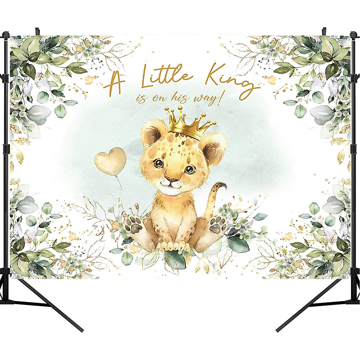 MAYSSKQ Lion Baby Shower Backdrop Safari Wild Green Leaves Baby Shower Background We are Roaring with Excitement Lion Baby Shower Backdrops Cake Table Decorations (7x5ft)