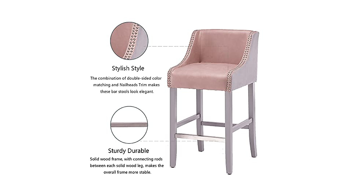 Stylish Pink Bar Stools Set of 2 for Kitchen & Home