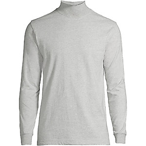 Lands' End Mens Long Sleeve Super-T Mockneck Gray Heather Regular Medium
