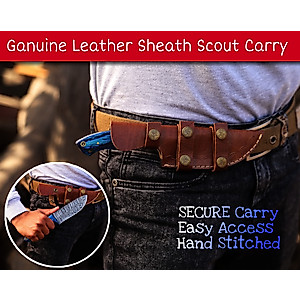 BCK damascus knife damascus steel hunting knife Fixed Blade Hunting Knife with Sheath - Damascus Knife with Blue Wood Handle - 9.75 Inches Handmade Camping Knife Prime Quality EDC camping Knife.