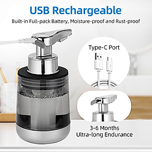 Automatic Soap Dispenser Touchless: 10oz Foaming Soap Dispenser, Hand Free Soap Dispenser Rechargeable Soap Dispenser, for Bathroom, Kitchen, Hotel…