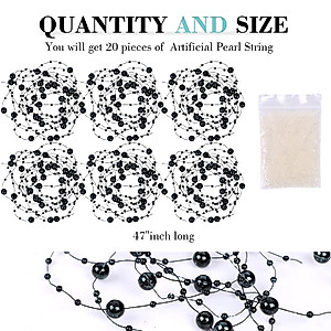 DOMESTAR 20PCS Black Candle Floating Vase Fillers, Floating Pearl Beads Strings Faux Pearls Beads and 4,000PCS Water Gel Beads, Vase Fillers No Hole Vase Pearls for Centerpiece