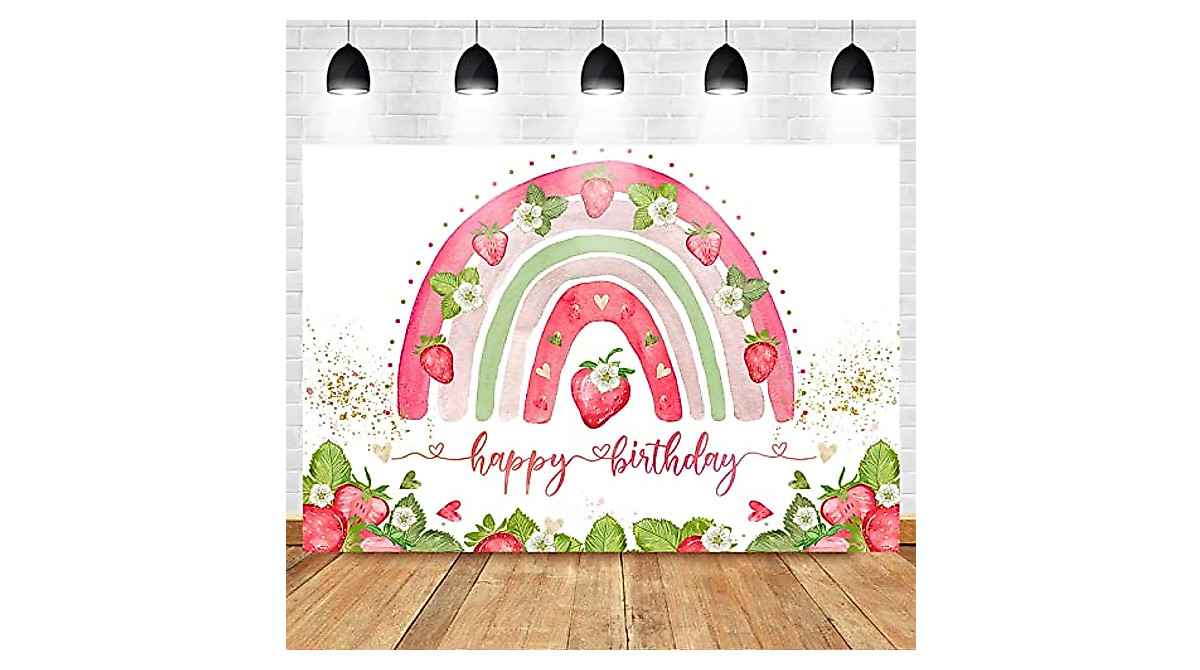 Sweet Strawberry Birthday Backdrop | Party Photo Decorations