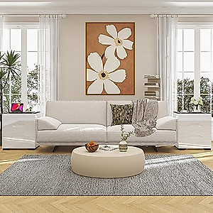 kepptory White Nightstand with Wireless Charging Station & Adjustable LED Lights, High Gloss End Table with 3 Drawers & USB Charging, Bedside Table Organizer for Bedroom Use