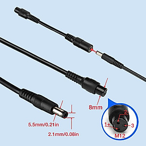 42V 2A Battery Charger Replacement 2 Plugs DC 2.1mm 1 Prong and 8mm 3 Prong Connector for 36V Lithium Battery, Power Supply Adapter 36 Volt Device