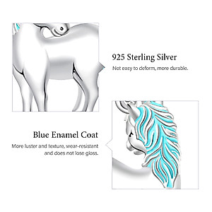 GNOCE 925 Sterling Silver Charms for Women's Charm Bracelets & Necklace Unicorn Charm For Women Mother's Day Gifts - Silver