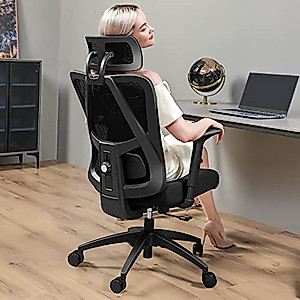 Primy Ergonomic Office Chair,High Back Desk Chair with Adjustable Headrest with 2D Arms,Lumbar Support and PU Wheels,Big and Tall Office Chair for Home and Office,Tilt Function Computer Chair (18-H)