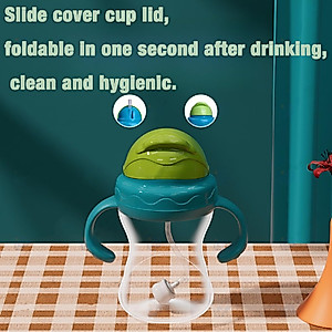 PandaEar Baby Straw Sippy Cup, Toddler Trainer Straw Cup with Handles for Babies & Toddler 6 Month+, 9 oz, No Spill Design