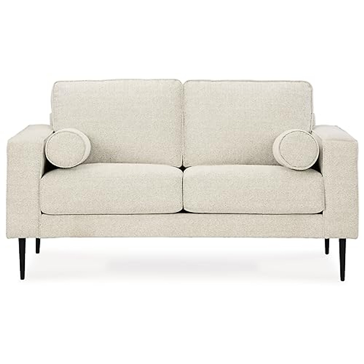 Signature Design by Ashley Hazela Contemporary Loveseat with 2 Bolster Pillows, Beige