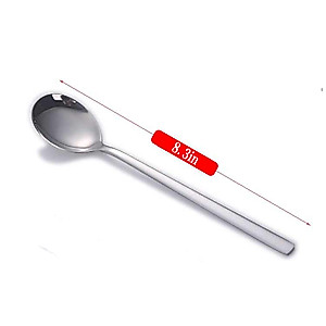 Soup spoons, Korean stainless steel round long spoon (6, Stainless Steel)