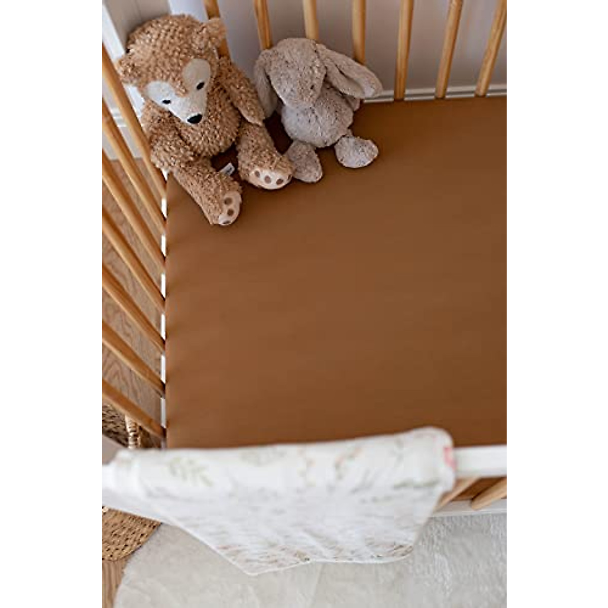 Pobibaby - Single Solid Premium Fitted Baby Crib Sheets for Standard Crib Mattress - Ultra-Soft Cotton Blend, Safe and Snug, and Stylish Solid Crib Sheet (Caramel Brown)