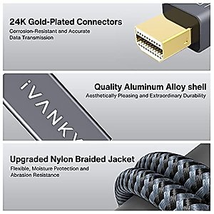 IVANKY Mini DisplayPort to HDMI Adapter, Mini DP(Thunderbolt) to HDMI Adapter, Gold-Plated Braided,Compatible with MacBook Air/Pro, Microsoft Surface Pro/Dock, Monitor, Projector and More