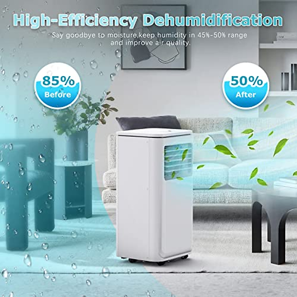 LEMBERI 8000 BTU Portable Air Conditioners with Remote Control,Quiet Room AC Unit up to 350 Sq Ft,3 in 1 Compact Cooling Unit with Dehumidifier and Fan Functions, with Remote Control