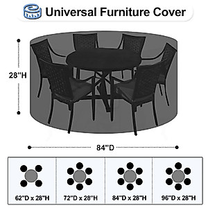OutdoorLines Outdoor Waterproof Patio Table Furniture Set Covers - Round Couch Sectional Cover Outside Weatherproof Patio Furniture Covering for Deck, Lawn and Backyard 84" DIA x 28" H, Black